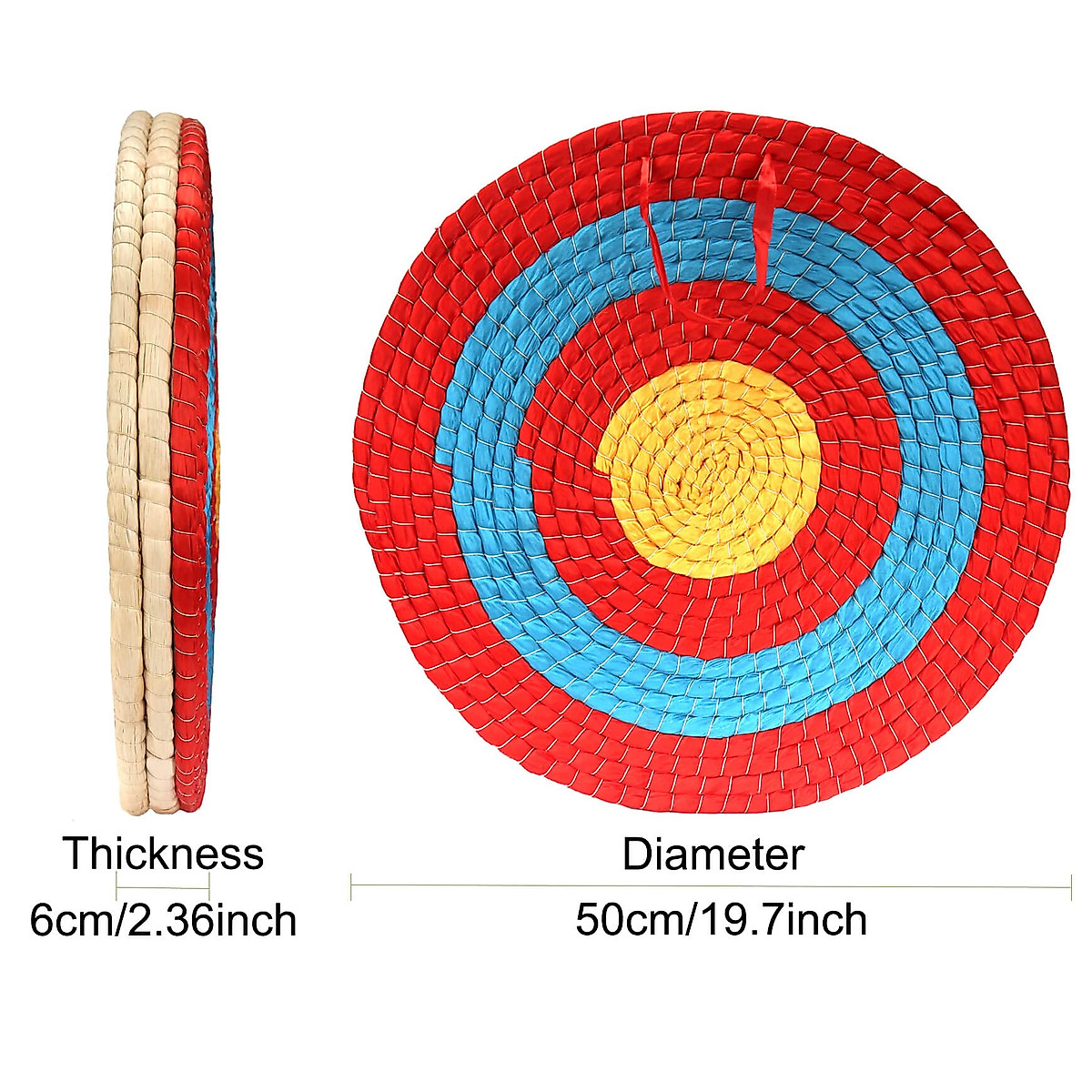 DOSTYLE Archery Targets Traditional Solid Straw Round Archery Target Shooting Bow Coloured Rope Target Face Three Layer for Shooting Practice
