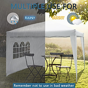 PHIKOOVA 10 x 10 ft Pop up Canopy Tent with 4 Sidewalls & 4 Sand Bags, Instant Folding Canopy Shelter with Elegant Church Window Outdoor Gazebo Easy Party Wedding Events Tent(White)