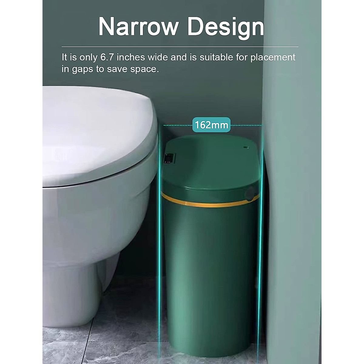 aDeerElf Automatic Trash Can with Essential Oil Diffuser,4 Gallon Bathroom Trash Cans with Lids,Touchless Trash Can Bedroom,Small Smart Trash Cans Motion Sensor Green