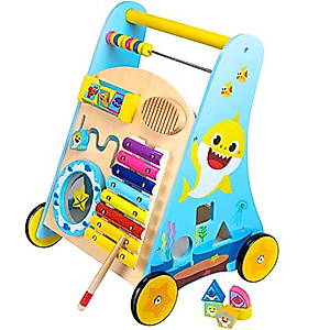 Baby Shark Toys Wooden Baby Walker - Baby Walkers for Girls and Boys - First 1st Birthday Gifts for Toddlers | Walker for Baby Girl Boy Learning to Walk Activity Center, by Pidoko Kids