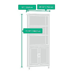 Sauder Edge Water Library With Doors, Estate Black finish