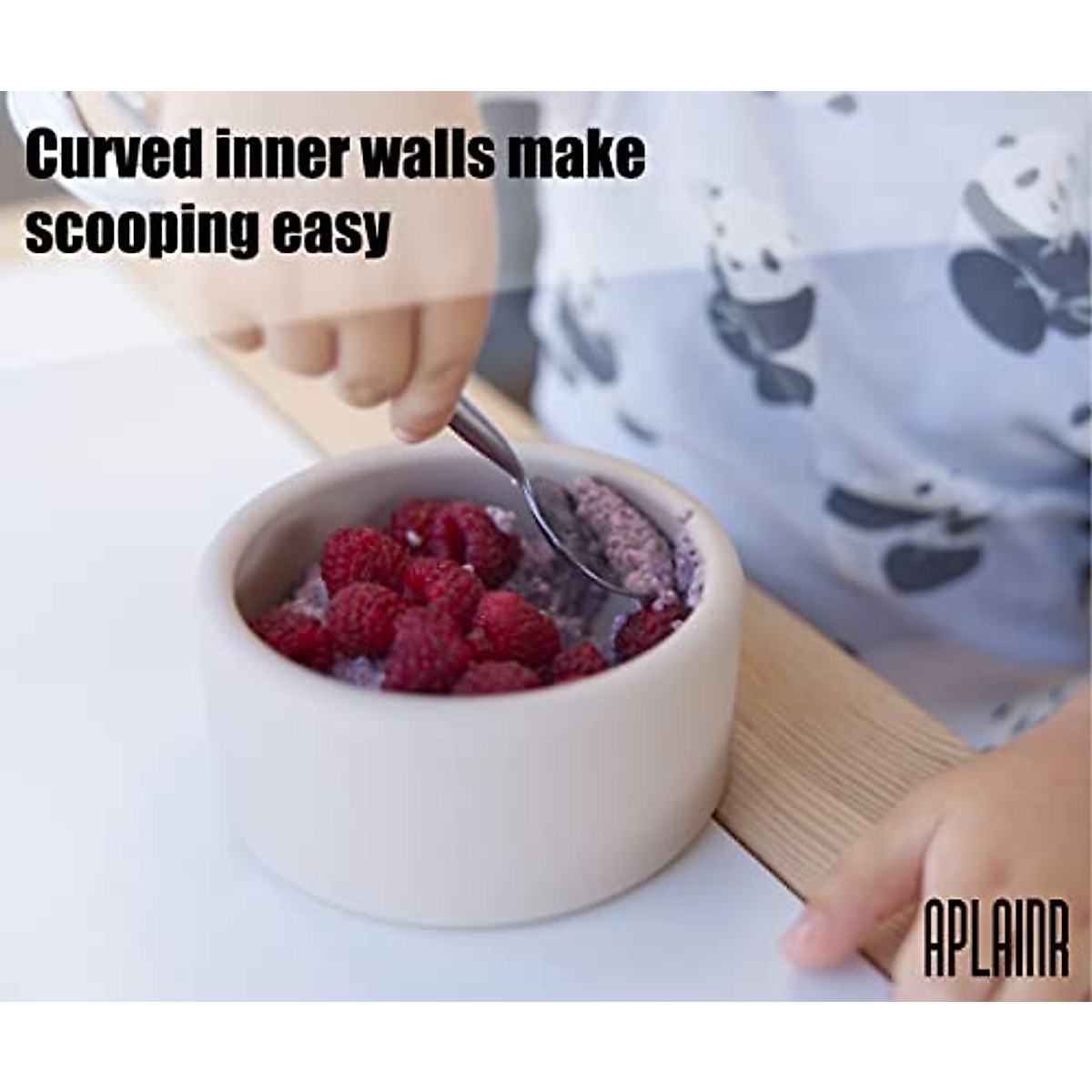 APLAINR Weighted Silicone Bowl for Baby and Toddler (Cream)