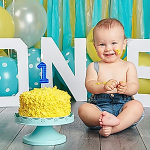 10 Pieces Number Birthday Candles 2.36 Inch Blue Stripes Numeric Birthday Candles Glitter Numbers 0-9 Birthday Cake Candle 3D Design Cake Topper Decoration for Birthday Party Wedding Decor Supplies