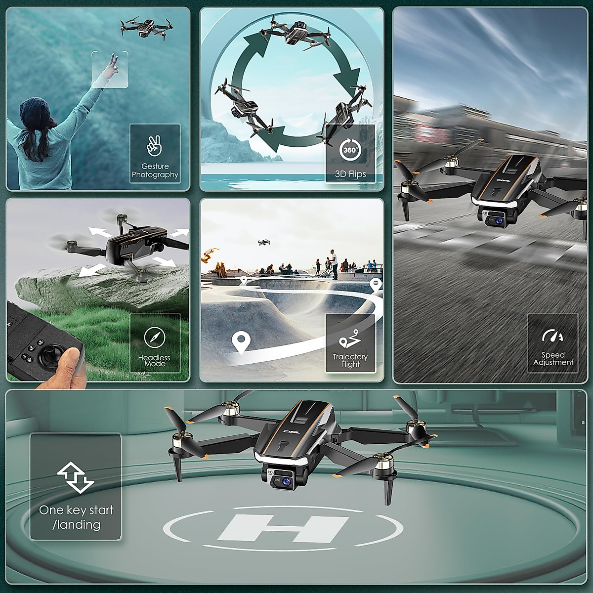 Super Enduring Brushless Motor Drone with Camera for Beginners, CHUBORY A68 WiFi FPV Quadcopter with 1080P HD Camera, Auto Hover, 3D Flips, Headless Mode, Trajectory Flight, 2 Batteries, Carrying Case