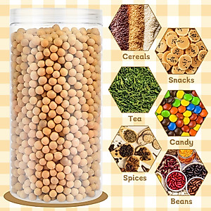 EATHEATY 6 Pack 46oz/1360ml Large Plastic Jars with Lid, Wide Mouth Empty Clear PET Storage Containers with Lid, Tall Plastic Candy Cylinder Storage Jars for Dry Food, Peanut, Powder, Kitchen, Snacks