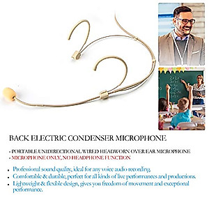 Sujeetec Headset Microphone Discreet Dual Ear Hook Headworn mic fits Shure Wireless Body Pack Transmitters for Lectures, Live Performance, Theater, Podcasts with Windscreens & Rugged Storage Case