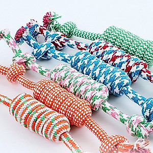 shlutesoy Pet Chew Toys,Handmade Bow Puppy Dog Pet Toy Cotton Braided Bone Chew Knot Rope