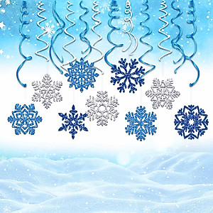 Winter Wonderland Party Decorations,Frozen Party Decorations,Snowflake Hanging Swirl Decorations,Snowman Party Streamers for Birthday Theme Party Together Baby Shower