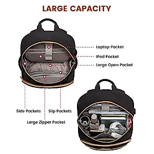 LOVEVOOK Laptop Backpack for Women & Men, 15.6 Inch Anti Theft Travel Backpack with USB Port, Stylish Casual Daypack for College, Large Capacity Teacher Nurse Work Backpack Purse, Black & Brown