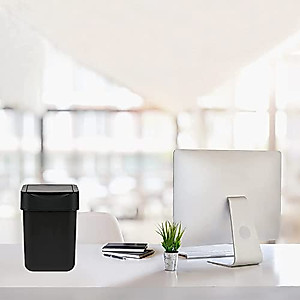 carrotez Mini Trash Can, Countertop Trash Can, 2 Liter/ 0.5 Gallon, Mini Wastebasket, Small Trash Can, Garbage Container Bin for Coffee Bar, Bathroom, Office, Countertop, Bedroom - Black