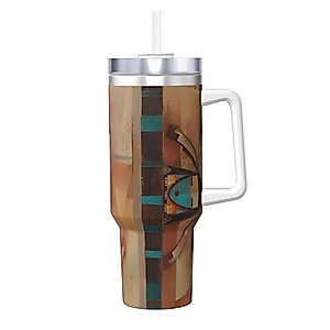 Xiexide 40oz Fits Cup Holder Office West Native Southwest American Indian Tribal Totem Heritage Double Walled Vacuum Insulatedith Handle And Straw,Hot & Cold Drinks