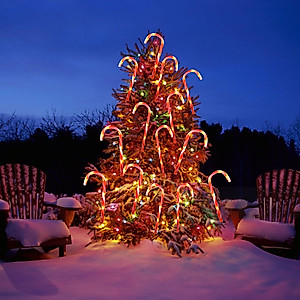 24-Pack Upgraded Solar Christmas Candy Cane Lights, Christmas Outdoor Decorations for Yard, Waterproof with 8 Working Modes for Christmas Party Patio Garden Path Decoration