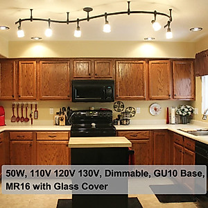 Vinaco GU10 Bulb, 6 Pack Halogen GU10 120V 50W Dimmable, MR16 GU10 Light Bulb with Long Lasting Lifespan, gu10+c 120v 50w for Track&Recessed Lighting, Gu10 Base Bulb, MR16/FL/GU10 (Clear Light Cup)