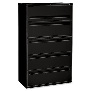 Hon 700 Series 5-Drawer Lateral Files w/Locks-5-Drawer Lateral File, 42"x19-1/4"x67", Black
