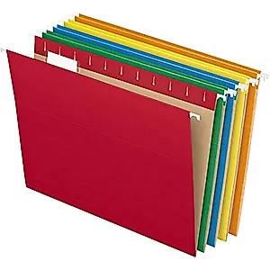 Pendaflex Hanging File Folders, Letter Size, Assorted Colors, 1/5-Cut Adjustable Tabs, 25 Per Box (81663)