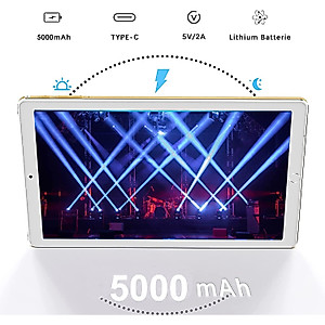 YOTOPT 10 Inch Android Phone Tablets, Dual Sim Card Slot, 32GB ROM, 256GB Expand, Quad Core, WiFi, Bluetooth, GPS, FM, Dual Camera, IPS HD Touch Screen, Support 3G Phone Call Tableta (Gold)