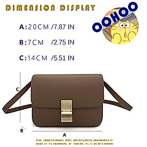 OOHOO Small Square Satchel Purse for Women Crossbody Clutch Retro Shoulder Bag Classic Fashion Handbags with Adjustable Strap
