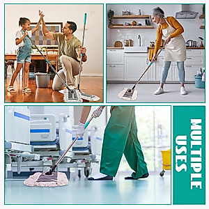 Gerrii 3 Pack Commercial Dust Mop Set Cotton Floor Sweeper Industrial Dry Mop Flip Mop with Replacement Washable Mops for Hardwood Marble Tile Floor Mopping, 23.6 x 53 Inch