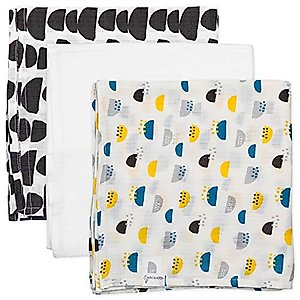 Mac & Moon Muslin Swaddle Blanket, Newborn Baby Boy Girl, Unisex Wild 3 Pack