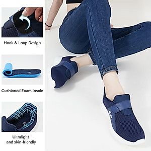 HARENCE Sneakers for Women Walking Shoes: Comfortable Breathable Mesh Sneaker Casual Lightweight Slip On Tennis Shoes Blue