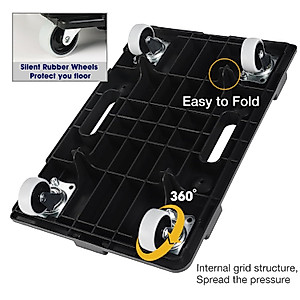 GTQYYF Furniture Movers with Wheels, Portable Moving Rollers Leg Dollies for Heavy Furniture, 4 Wheels Small Flat Dolly, 440Lbs Capacity, 2 Pack, Black