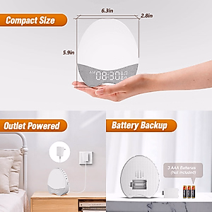 Welgo G4 White Noise Machine Alarm Clock and Nightlight with Natural Sound Dual Alarms, 12 Soothing Sounds, Sleep Timer, Dimmable Digital Display for Kids, Adult, Sleeping, Bedroom…