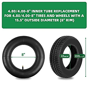 LAXEEM 2Pack 4.80/4.00-8 Replacement Inner Tire Tube For Mowers, Hand Trucks, Wheelbarrows, Carts and More