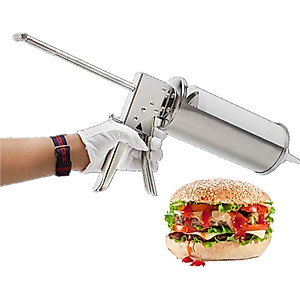 Professional Hamburger Sauce Gun, Heavy Condiment Mustard Vinegar Pump Dispenser with Squeeze Squirt Bottles, for Home Kitchen