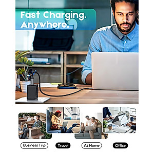 yoocas 45W Super Fast Charger USB C,Type C Wall Charger,Mini Foldable PD PPS Gan Charger Block for iPhone 16/15/14/Pro,Samsung Galaxy S22/S23/S24/S25-Black