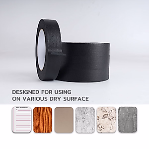 Lichamp 4 Pack Black Painters Tape 1 inch, Black Masking Tape 1 inch x 55 Yards x 4 Rolls (220 Total Yards)