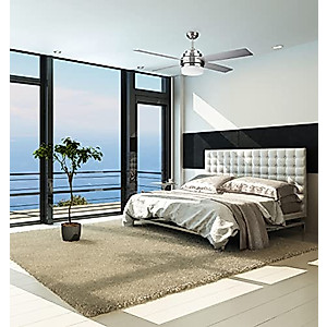 Design House 157354 Cali 52-inch Contemporary Indoor Ceiling Fan with LED Light Kit, Wall Control, Brushed Nickel