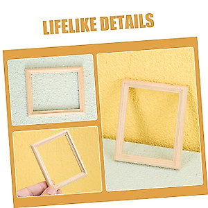CIMAXIC 2pcs Miniature Photo Frame Tiny Picture Frame Mini House Accessories Dollhouse Photo Frame Mini Photo Frame Dollhouse Miniature Accessories Picture Frames Doll House Decor Wood