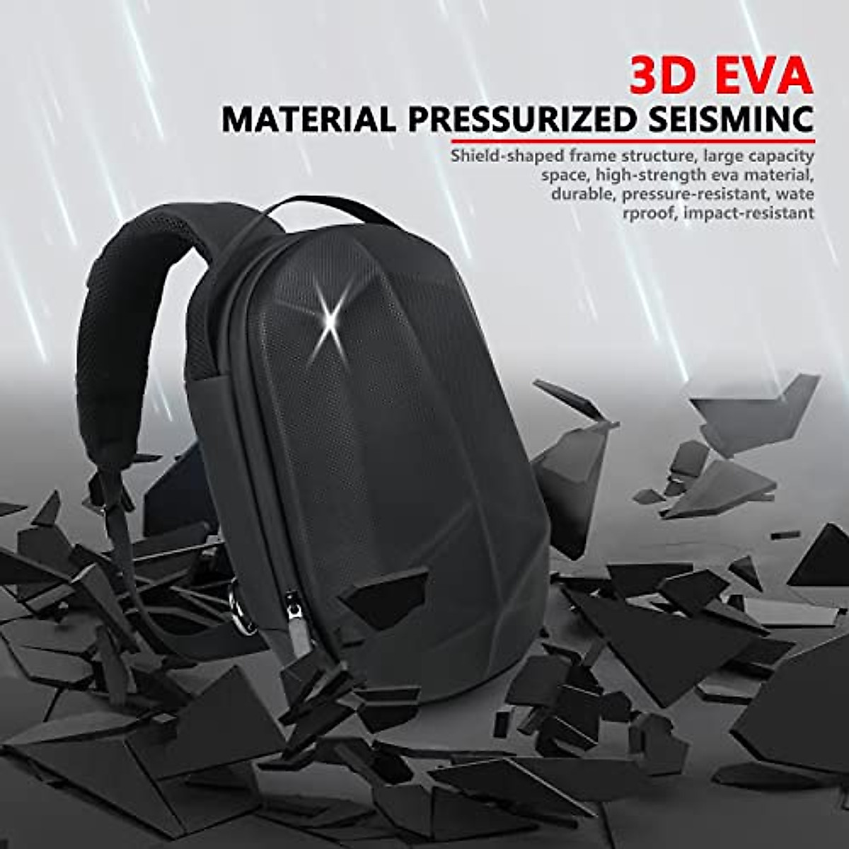 Wzsipod Small Hard Shell Sling Bag for Men Women, Crossbody Backpack Bag for Teenager, One Strap Chest Bags for Men, Lightweight Quest 2 Case With USB-A Charger Port for Daily Cycling Hiking (Black)