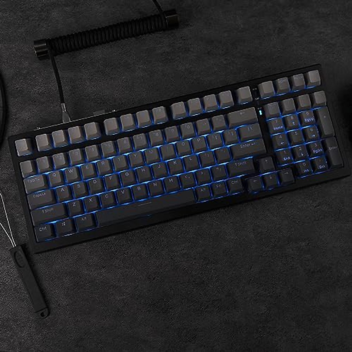 GEKUCAP Custom Keycaps, 123 Keys Gradient Grey Keycaps, PBT Double Shot Keycaps, Shine Through Backlit Keycaps, OEM Profile Keycap Set for Mechanical Keyboard 61/87/104/108 Cherry Mx Switches
