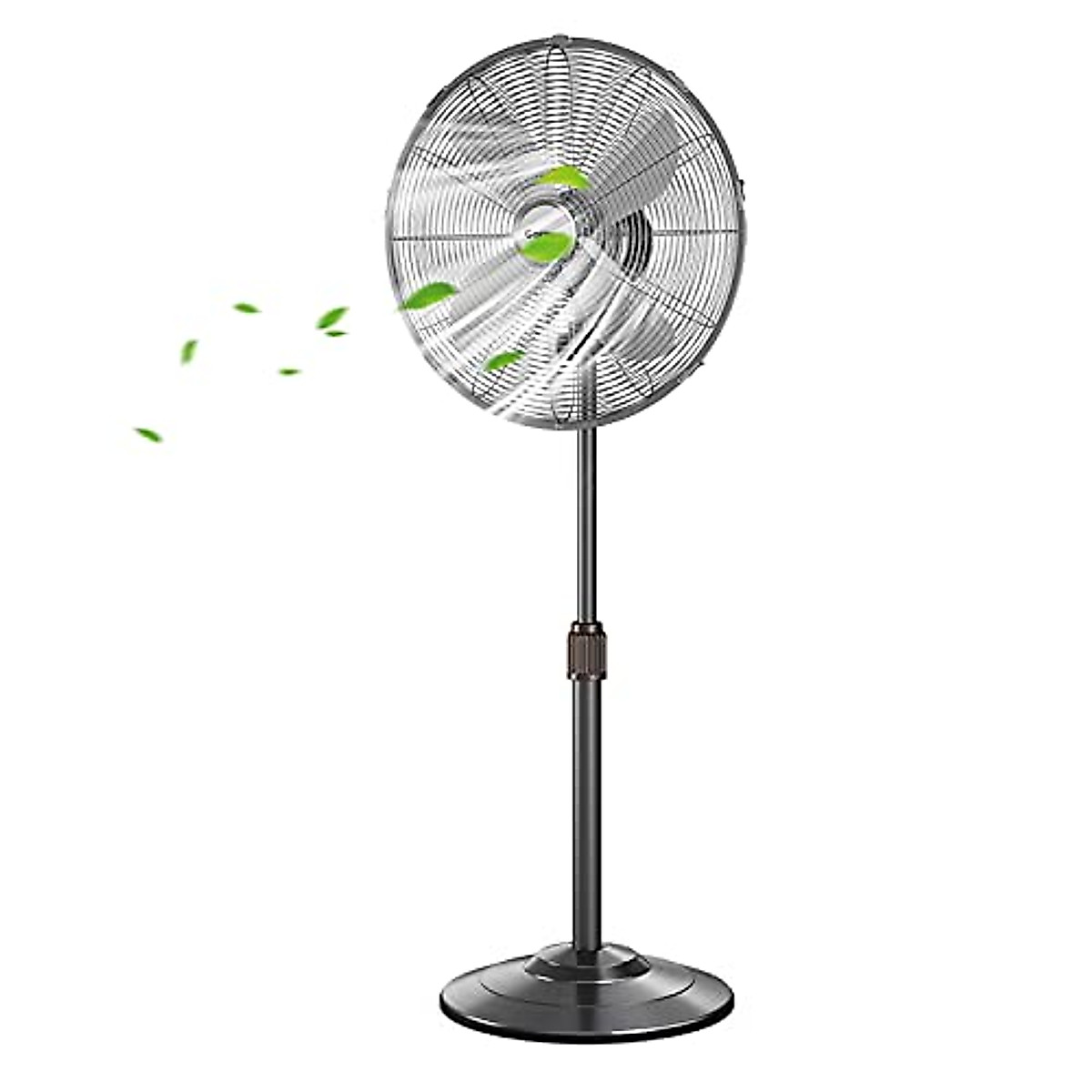ARLIME16 Inch Oscillating Standing Floor Fan, All Metal Pedestal Fan with Height Adjustable, 4 Blades, and 3 Speed Settings, Powerful and Quiet, Wide Spread Stand Fan for Home, Office, Shop (Black)