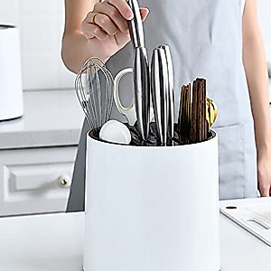 Yalych Utensil Caddy Kitchen Rotatable Tableware Storage Box， Chopsticks Fork Holder Cutlery Drain Rack， Spoon Fork Shelf Storage Holder Box Pen Holder
