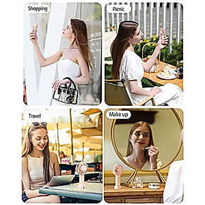 EasyAcc Mini Portable Fan, Powerful Handheld Fan, Cute Design 3 Speed Personal Small Desk Fan with Base, Lightweight Makeup USB Rechargeable Fan for Stylish Girl Women Men Indoor Outdoor