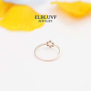 ELBLUVF Stainless-steel14k Rose Gold Plated Star of David Jewish Star Little Finger Ring (7)