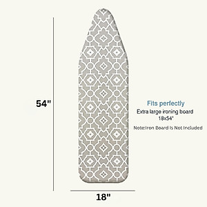 UniSimp Ironing Board Cover and Pad 18x54- Extra Thick Natural Cotton, Scorch and Stain-Resistant Iron Board Cover, Extra Large Iron Board Cover with Metal Fasteners Heavy Duty Heatproof Elastic Edge
