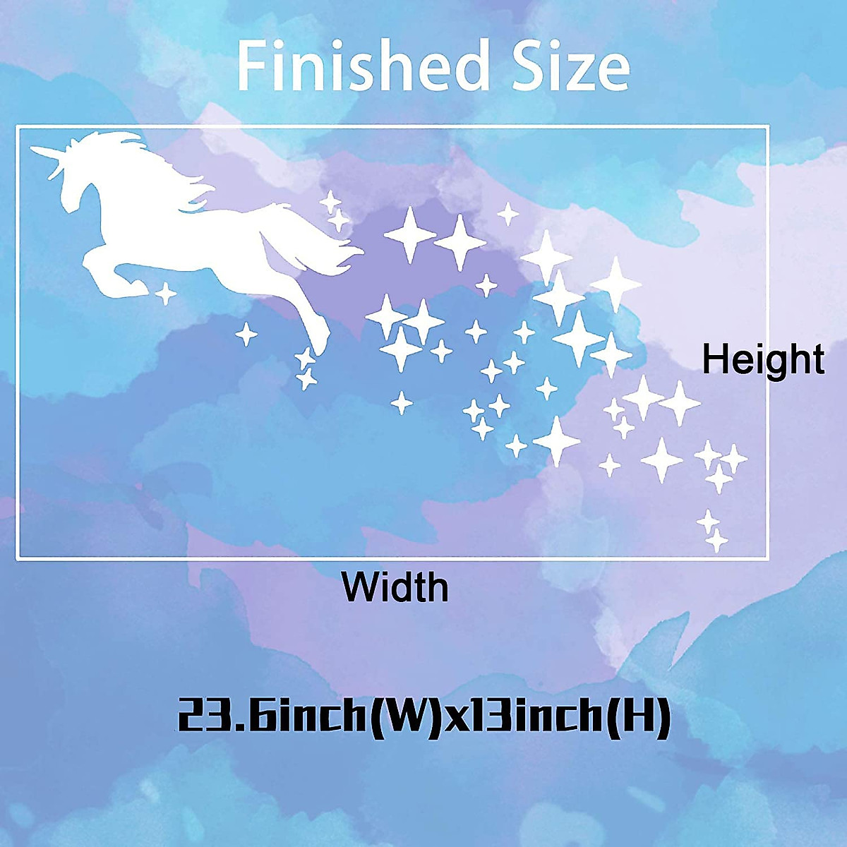 Unicorn Mirror Wall Stickers, Removable Acrylic Mirror Wall Sticker Decals, DIY Self Adhesive Stars Art Wall Decal Murals Home Wall Decoration Stickers for Living Room Kids Bedroom Office Baby Nursery