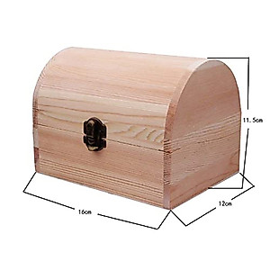JHEUAYK Wooden Box with Hinged Lid and Front Clasp, Unpainted Wooden Storage Box with Arched Hinged Stash Boxs DIY Craft Gift Box, Three Size Options