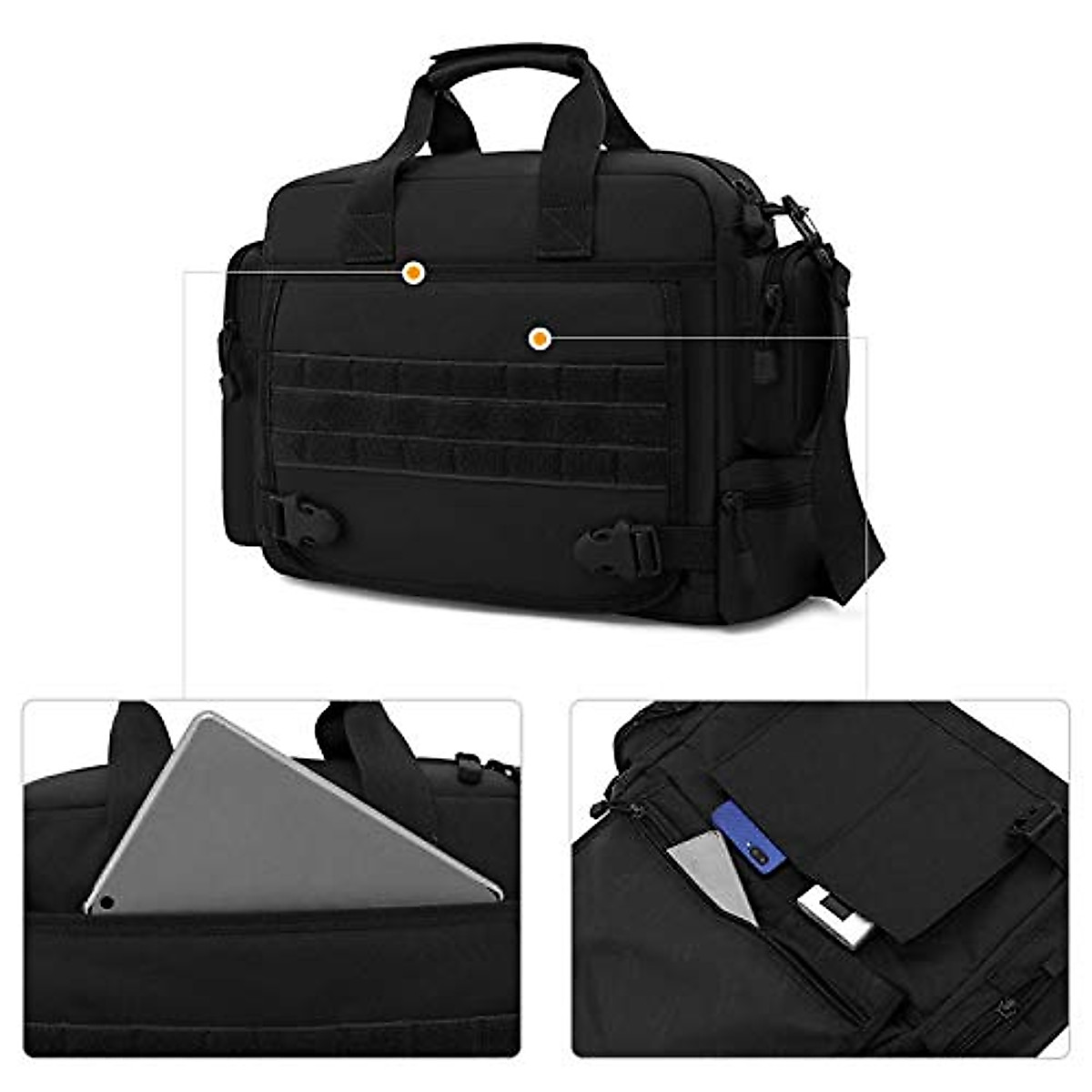 CamGo Tactical Briefcase 14 inch Laptop Messenger Bag Military Style Shoulder Bag Handbag for Men