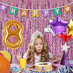 Pink Streamers Fringe Backdrop Tinsel Foil Fringe Curtains Wavy Backdrop for Parties Sparkle Metallic Wavy Foil Fringe Backdrop Curtain Photo Booth Props for Birthday Wedding