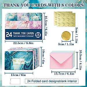 Thank You Cards with Envelopes Thank You Card&Stickers Bulk for Thank You Notes 8 Designs 4x6 Inch Gold Letter Blank Greeting Cards for Wedding Bridal Shower Graduation Kids Baby Shower Small Business