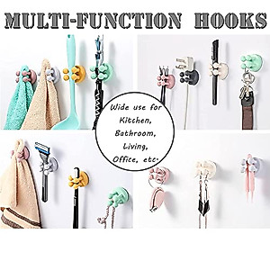 Defrko 6 Pcs Green Hooks Toothbrush Holders Hanging Key Clothes for Home Office Kitchen Bathroom - 5 Pcs Cable Clips - 2 Pcs Self Adhesive Power Strip Holder Cable Management Organizer