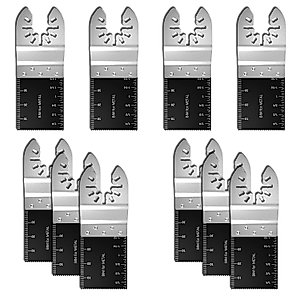 10 Bi-Metal Oscillating Multitool Saw Blades Nail/Metal Cutting/Wood Quick Release Fit Fein Multimaster Porter Cable Black & Decker Bosch Craftsman Ryobi Makita Milwaukee (10 pcs Bi-Metal white)