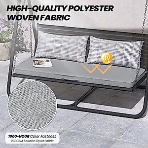 Crestlive Products Outdoor Bench Cushion 48x18 Inches, Patio Furniture Pads with Ties Water Resistant Fabric Durable Thicken Memory Foam for Loveseat Couch Porch Swing, Light Gray