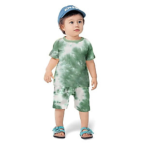 Toddler Baby Boy Summer Outfits Clothes Tie Dye Shirt and Short Set for Boys 4-Piece 2T