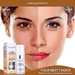 Avashine Color Changing Foundation, All-Day Flawless Foundation Makeup, Foundation Cream, Liquid Foundation,30ml, SPF 15, Lightweight,Fragrance-Free, Warm Skin Tone