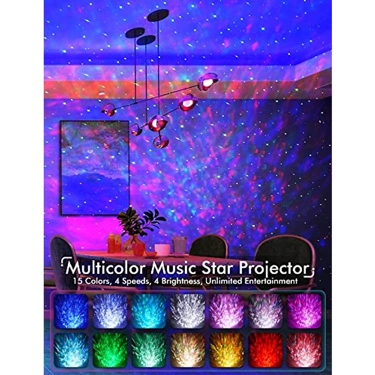 Rossetta Star Projector, Galaxy Projector for Bedroom, Space Dog Galaxy Light Projector LED Desk Lamp with Bluetooth Speaker and White Noise, Night Light for Kids Adults Game Room Decor, Home Office